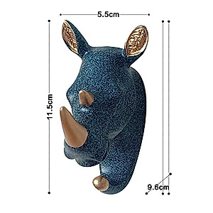 LBSLMJB 6PCS Coat Hooks Wall Mounted Creative Antlers Decorative Hooks, Hooks for Hanging Towels, Animal Shaped Blue Resin Wall Hook Rack for Bags, Hat, Cap, Scarf, Cup