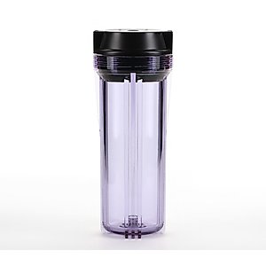 Hydronix HF2-10CLBK14, 10" Clear Housing with Black Flat Cap For RO & Filtration Systems, 1/4" Ports