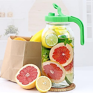 GMDREUT Mason Jar Pour Spout Lids With Handle Wide Mouth Mason Jar Pitcher Lid With Flip Cap Airtight And Leak Proof, Turns your Mason Jar into Pitcher (Jar Not Included)