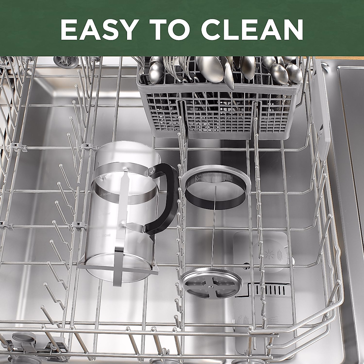 French Press Coffee Maker, 34 Ounce 1 Liter, Stainless Steel, Cold Brew Heat Resistant Borosilicate Glass Espresso Coffee & Tea Maker with 4 Filter