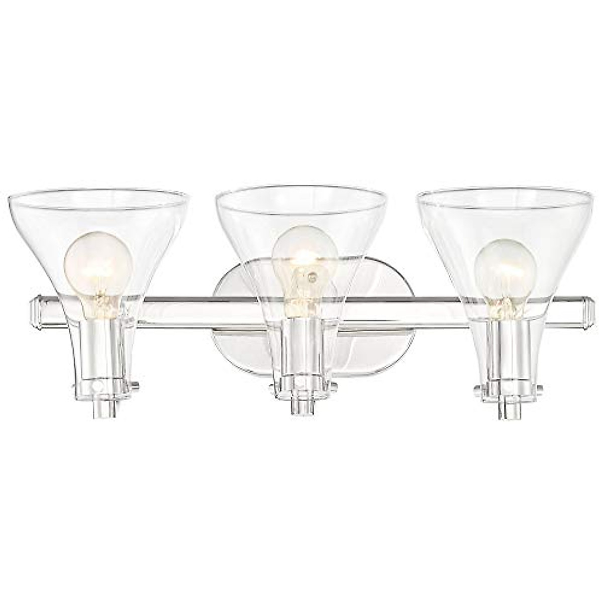 Possini Euro Design Sorren Industrial Modern Wall Light Polished Chrome Silver Hardwired 20 1/2" 3-Light Fixture Curving Clear Glass Shade for Bedroom Bedside Bathroom Vanity Living Room Hallway