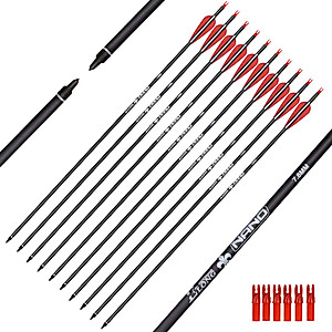 Archery Carbon Arrow Hunting Target Practice Arrows 30 Inch with Removable Tips for Compound & Recurve Bow 500 Spine 12PCS