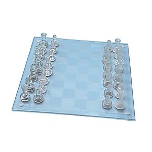 rockible Crystal Chess Board Adults Play Set Frosted Chess Board Set Portable Elegant Chess Set for Adult for Camping Picnics Leisure Gift Activity