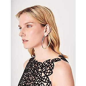 Crystal Hoop Earrings for Women Large Dazzling Rainbow Rhinestone Circle Fashion Earrings Sensitive Ears Pierced Earrings (Gold Rainbow)