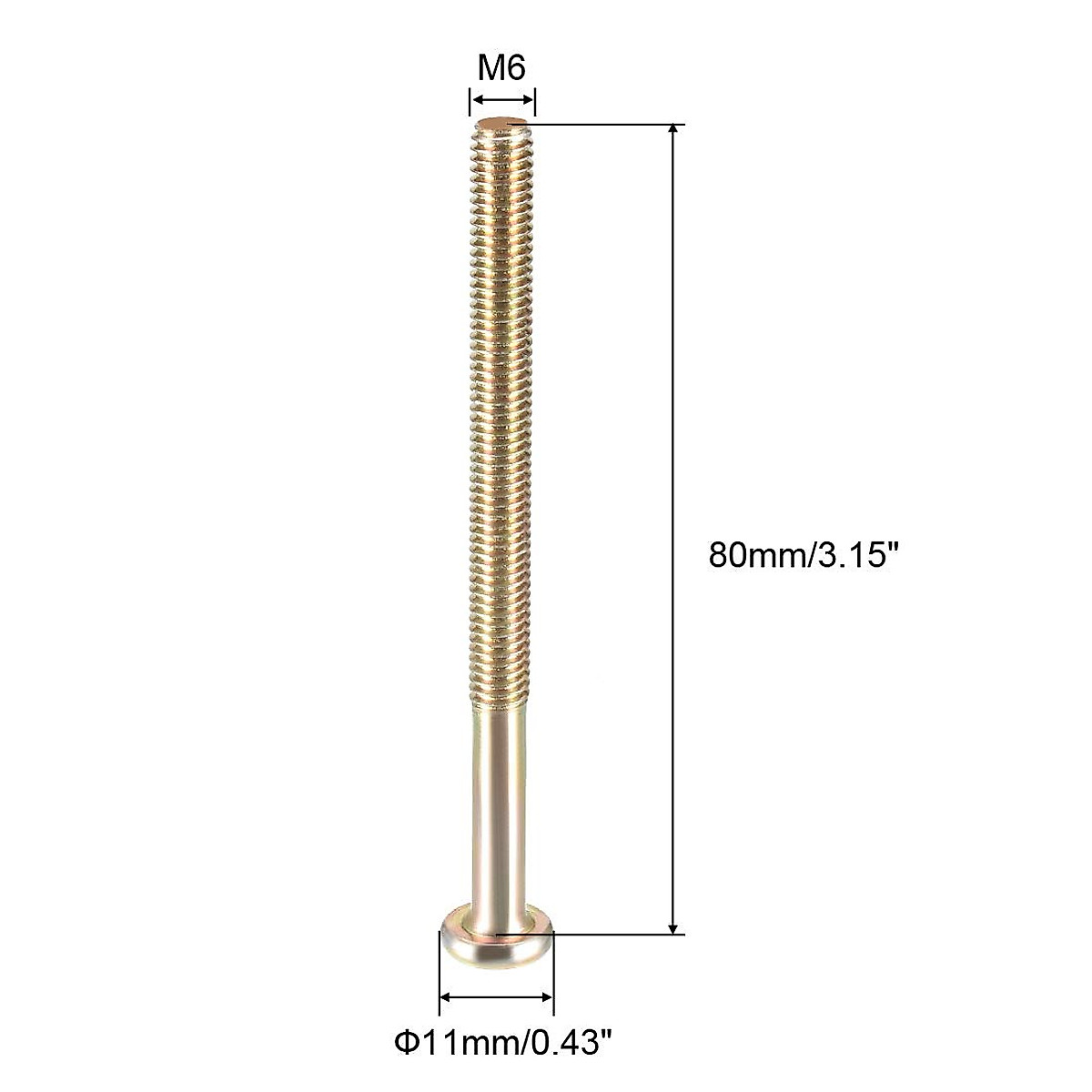 uxcell M6x80mm Furniture Screw Hex Socket Machine Screws Zinc Plated Fasteners Bolts Half Thread Carbon Steel 15Pcs