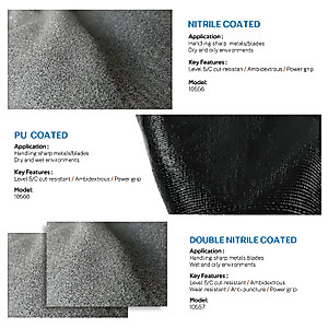 ANDANDA Cut Resistant Gloves Level C, 3D Comfort Stretch Fit, PU Coated Work Gloves with Power Grip, Ideal Work Gloves for Men/Women Handle Glass, Sharp Metal, Blue(M),1Pair