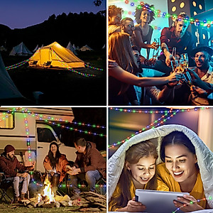 HAMLITE Camping String Lights,2 in 1 Outdoor Waterproof Portable Stowable String Light with 5 Lighting Modes(32.8Ft), USB Camping Lights, Rechargeable String Lights for Camping Yard Hiking,Decoration