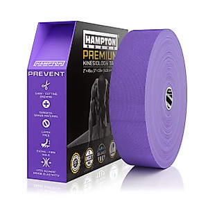 (135 Feet) Bulk Kinesiology Tape Waterproof Roll Sports Therapy Support for Knee, Muscle, Wrist, Shoulder, Back / Original Uncut Premium Therapeutic Elastic & Hypoallergenic Cotton - (Purple)