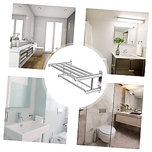 Stainless Steel Towel Rack Kitchen Storage Rack Hotel Towel Rack Kitchen Shelf Shower Shelf Makeups Shampoo Holder Hanging Wall Basket Bathroom Shower Wall Mount Shower