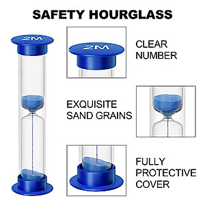 SuLiao 2 Minute Sand Timer for Kids, Colorful Hourglass Sand Clock 2 Minute, Small Sand Watch 2 min, Plastic Hour Glass Sandglass for Kids, Games, Classroom, Toothbrush Timer (Blue)