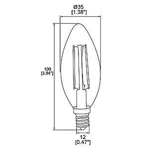 HERO-LED B10-DSGT-2W-WW22 Dimmable Gold Tint B10 E12 2W Candelabra Style LED Filament Chandelier Light Candle Bulb, 25W Equivalent, Ultra Warm White 2200K (Amber Glow), UL-Listed, 4-Pack