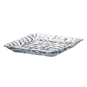 Glass - Serving Plate/Tray - Pebbled Textured Exterior - for Bread - Cake - Fruit - 10" Square - European Quality - Made by Barski