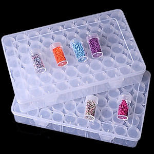 MIAO JIN 60 Grids 5D Diamond Painting Box Portable Clear Storage Containers With Label Stickers and Lids for Beads Seeds Glitter Rhinestones Jewelry Diamond Dots Crafts DIY Accessories(60 Jars)