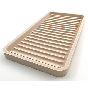 Happitasa Silicone Kitchen Sink Organizer Tray, Sponge Holder and Countertop Protector | Straight Lines Style (SAND DOLLAR, 10"x5.25")