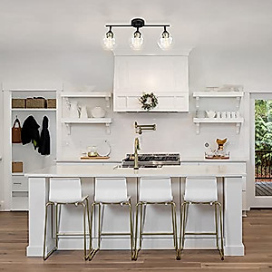 Globe Electric 59619 Harrow 3-Light Track Lighting, Matte Black, Antique Brass Accents, Clear Glass Shades, Bulbs Included