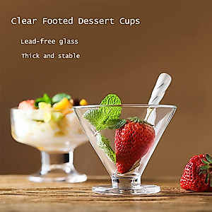 Cezoyx 6 Pack Glass Dessert Bowls, 5.6 Oz Clear Footed Dessert Cups Glass Ice Cream Bowl for Sundae, Ice Cream, Pudding, Salad, Snack, Fruit and Dessert