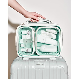 Rownyeon Clear Makeup Case 3 Pcs Transparent Cosmetic Bag Set Travel Makeup Train Case Portable Cosmetic Organizer with Handle White