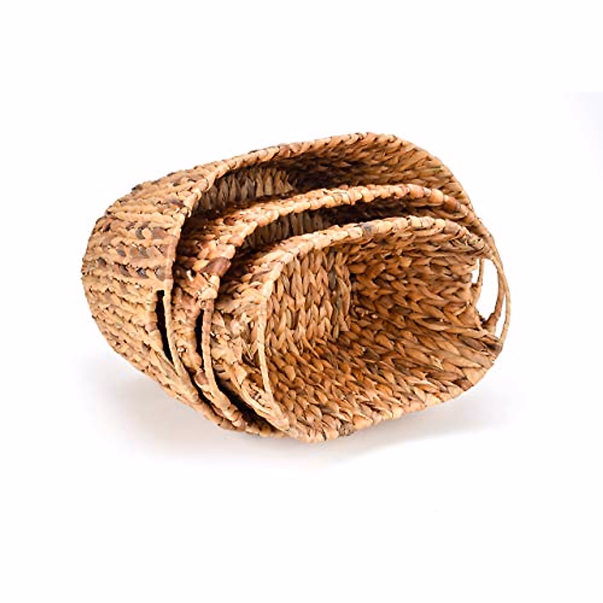 Trademark Innovations Set of 3 Oval Hyacinth Baskets with Iron Wire Frame