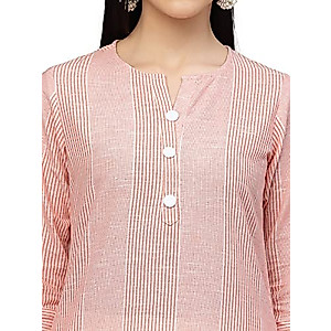 ROYALINK Women Indian Party wear Indian Women's Tunic Tops Cotton Peach Kurta for girls (as1, alpha, m, regular, regular)