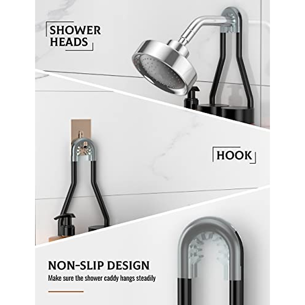 HYSEYY Shower Caddy Over Shower Head Hanging Shower Caddy for Bathroom, No Drilling Rustproof Stainless Steel Hanging Shower Organizer with Soap Holder, 10 Hooks, Large Capacity for Whole Family