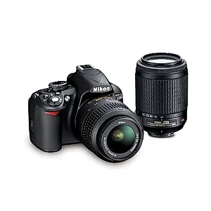Nikon D3100 DSLR Camera with 18-55mm VR, 55-200mm Zoom Lenses (Black) (Discontinued by Manufacturer)