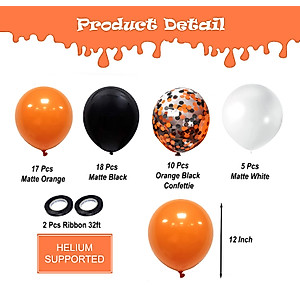 Halloween Balloons Black Orange Balloons Set, 50Pcs 12inch Black White Orange Confetti Latex Balloons Halloween Balloons for Halloween Celebration Party Bar Anniversary Graduation Decoration