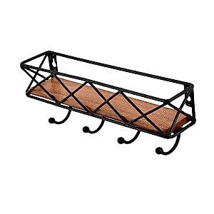 NIRMAN Key Hooks for Wall Decorative, Entryway Key Hooks, Wall Mounted Key Rack with 4 Hooks for Entryway Living Room Bedroom (10" x 2.5" x 4")