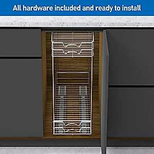 homdiy Pull Out Cabinet Organizer Slide Out Cabinet Organizer, 2-Tier Cabinet Pull Out Shelves Cabinet Drawers Slide Out (7" W x 21" D x 17" H) Kitchen Cabinet Storage Chrome Finish