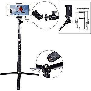 Smatree Telescoping Selfie Stick with Tripod Stand Compatible for GoPro Hero 11/10/9/8/7/6/5/4/3+/3/Session/GOPRO Hero (2018),Insta360,DJI OSMO Action,Ricoh Theta S/V,Compact Cameras and Cell Phones