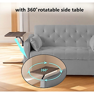 Auvsoce 3 in 1 Multi-Functional Convertible Sleeper Sofa Bed, Love Seat with rotatable Side Table,Modern Velvet Fabric, Ideal for Apartment Living Room Bedroom