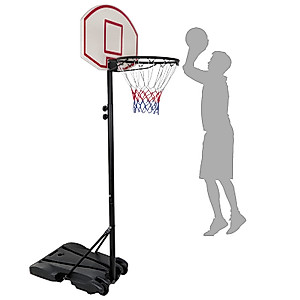 Portable Basketball Hoop for Kids Fun Yard Sports Height-Adjustable 5.4ft-7ft Goal 28" Mini Backboard System w/Wheels