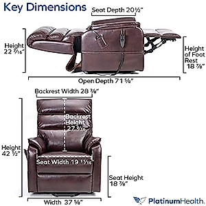 FirstClass™ Sleep-to-Stand Lift Chair 2.0, Sleeper Chair for Sleeping, Relaxation, Lay-Flat Recliner, 2 Motor for Independent Back and Foot Adjust, Recliner Massage Chair with Heat Included, Brown