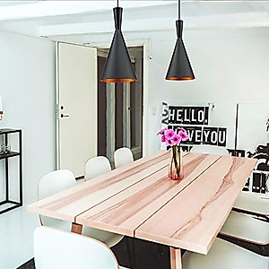 Globe Electric 63873 1-Light Hourglass Pendant, Matte Black, Gold Interior, Black Cord, E26 Base Socket, Kitchen Island, Pendant Light Fixture, Adjustable Height, Home Décor Lighting, Home Decor, Mira