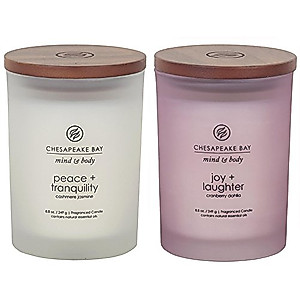 Chesapeake Bay Candle Scented Candles, Peace + Tranquility & Joy + Laughter, Medium (2-Pack)
