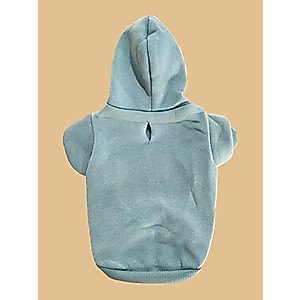 QWINEE Basic Dog Hoodie, Dog Warm Jacket, Cat Apparel, Dog Shirt, Dog Clothes for Puppy Kitten Small Medium Dogs Cats Cadet Blue XL