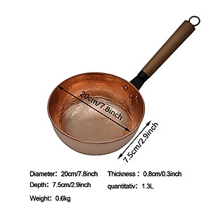 DimyFew Soup Pot Copper Pot Multifunctional Copper Butter Warmer Sauce Pan Stockpot, Flat Bottom