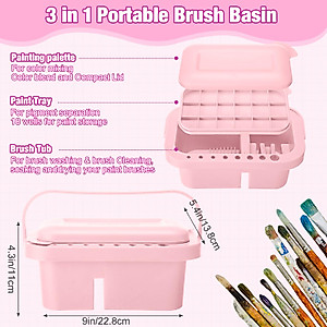 Fuyoooo 2 Pcs Painting Supplies Set with Silicone Painting Mat & Paint Brush Cleaner Bucket for Crafts Paint Brush Holder Organizer with Palette painting station Back to School Supplies Painting Party
