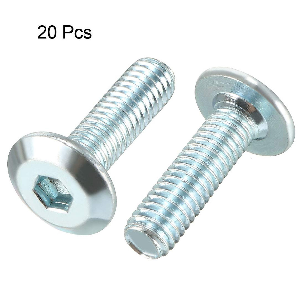 uxcell M6x20mm Furniture Bolts Hex Socket Screws Fastener Zinc Plated 20pcs