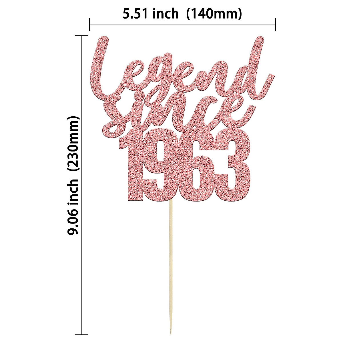 Gyufise 1 Pack Legend Since 1963 Cake Topper Rose Gold 60th Birthday Happy Birthday Cake Decoration Cheers to 60 Years for 60th Birthday Wedding Anniversary Party Decoration Supplies