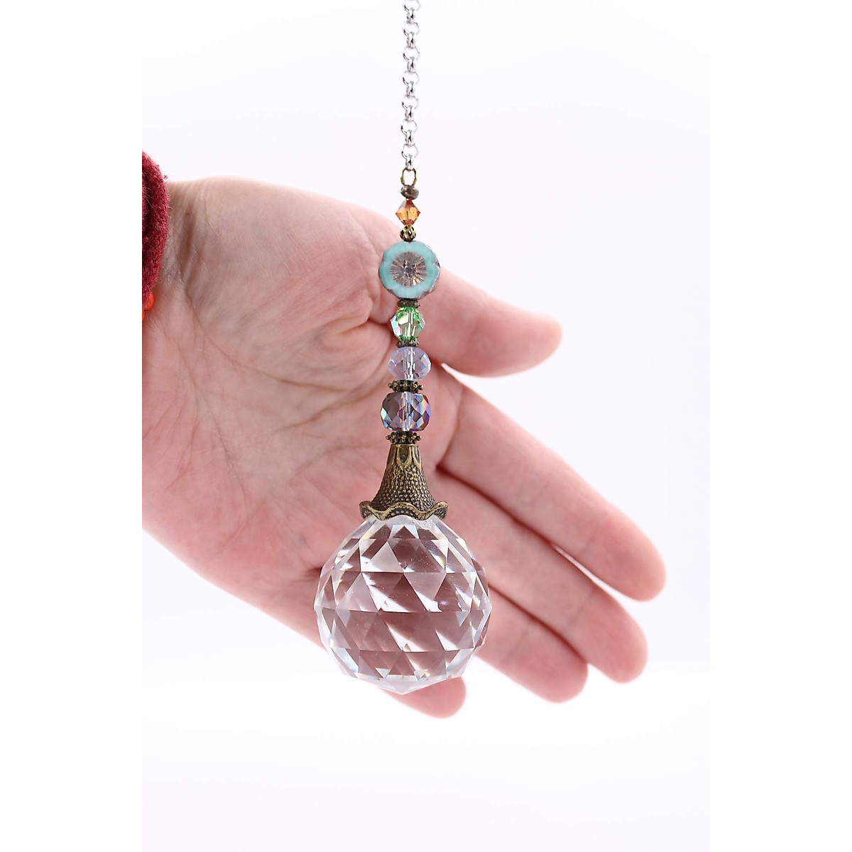 Elegant Handmade Crystal SunCatcher (40mm) Crystal Hanging for Windows, Garden, Gift, Family, Friends, Mom, Aunt, Grandma (Qty of 1, Length: 18 inches) | 2 Dirty Birds Boutique