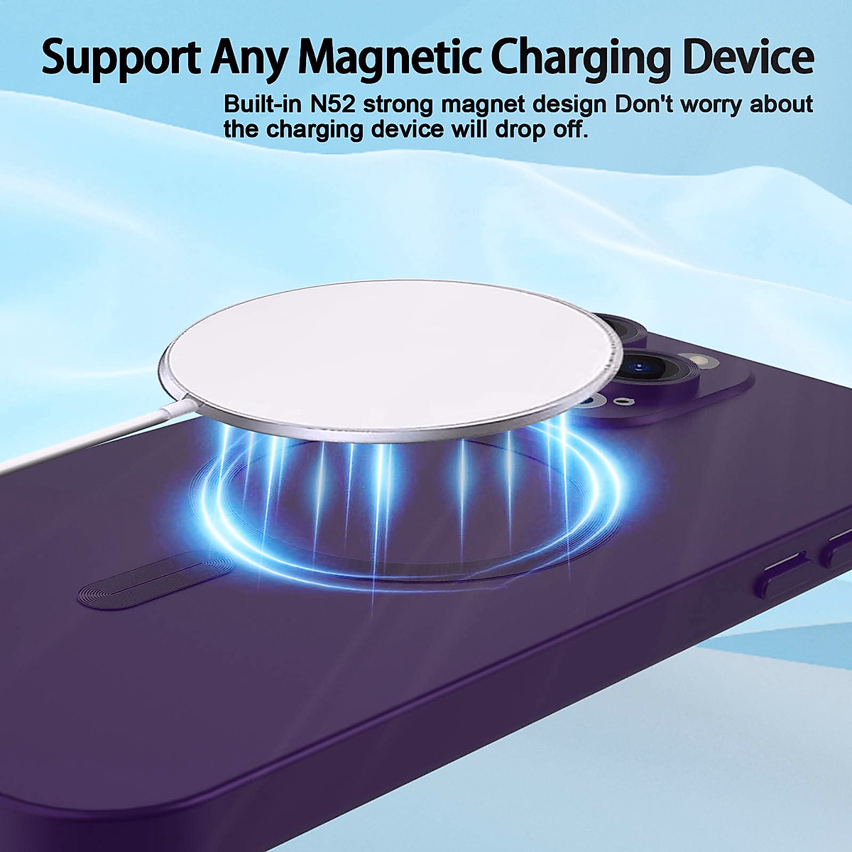 Womdakon Magnetic Case for iPhone 14 Pro Max Phone Case for Women, [Adaptation with Magsafe] Matte Luxury Soft Metallic Luster Design for iPhone 14 Pro Max 6.7'' with Camera Protector-Purple