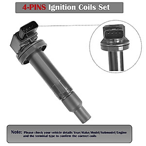 Pack of 4 Ignition Coils For L4 1.5 2000 2001 2002 2003 2004 2005 2006 2007 2008 2009 2010 Scion XA XB Toyota Prius Echo Yaris Coil Packs Replaces# UF316