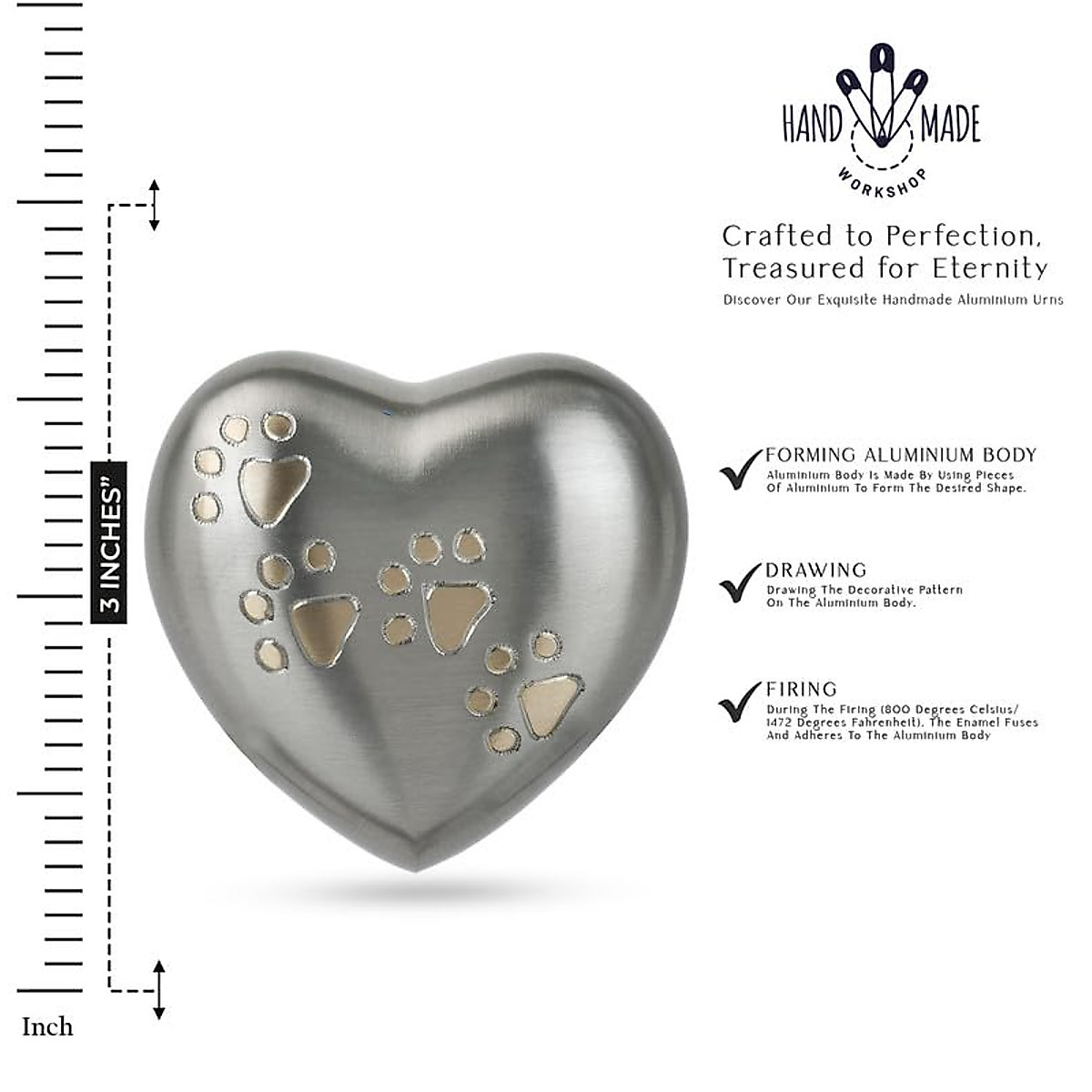 YATSKIA Heart Shaped Small Pet Urn - Cremation Urn for Cat & Dog - Heart Urn - Pet Ashes Keepsake - Small Urn for Pet Ashes - Pewter Pet Urn - Cremation Keepsake - Small Keepsake Urn
