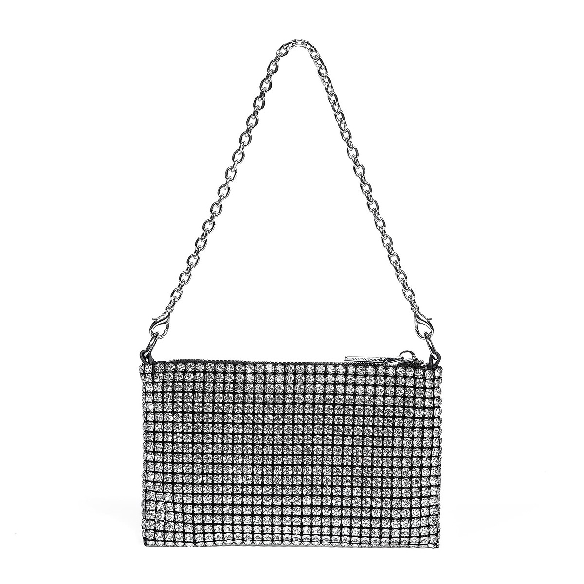 NOGUTU Rhinestone Purse Silver Clutch Purse Sparkly Purse Silver Purse for Wedding
