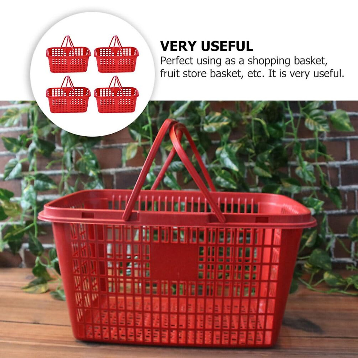 Cabilock 20pcs Small Fruit Basket Strawberry Cherry Basket Plastic Handle Basket Container Red Mini Shopping Basket Kids Adult Fruit Picking Basket 23. 5x17x11cm Random Patterns