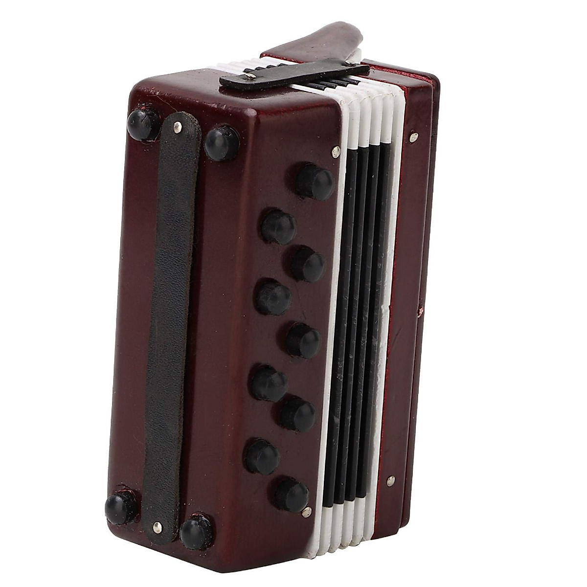 6CM Mini Accordion Model, Miniature Wooden Accordion Model Music Instrumental Model with Delicate Box for Home Decor Music