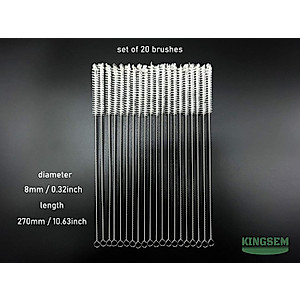 KINGSEM 20PCS Straw cleaner brush kit, straw brush of 8mm-10.6 inch for water bottle sippy cup with straw, glass straw,piper cleaning, tubes cleaning like filter and sink drain hair remover