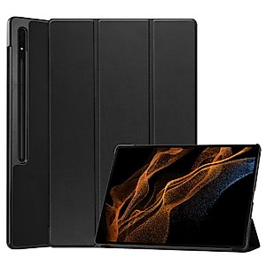 elitegadget Tri Fold Case for Samsung Galaxy Tab S9 Ultra 14.6 Inch (SM-X910/X916/X918) - Lightweight Tri-Fold Auto Wake/Sleep Cover for Galaxy Tab S9 Ultra (2023 Released) (Black)