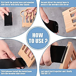 Decorative Kitchen Bookends, Wooden Cookbook Bookends Kitchen Counter Decor Fork Knife Spoon Wood Book Shelf for Office Home Files Magazine Kitchen Book Holders