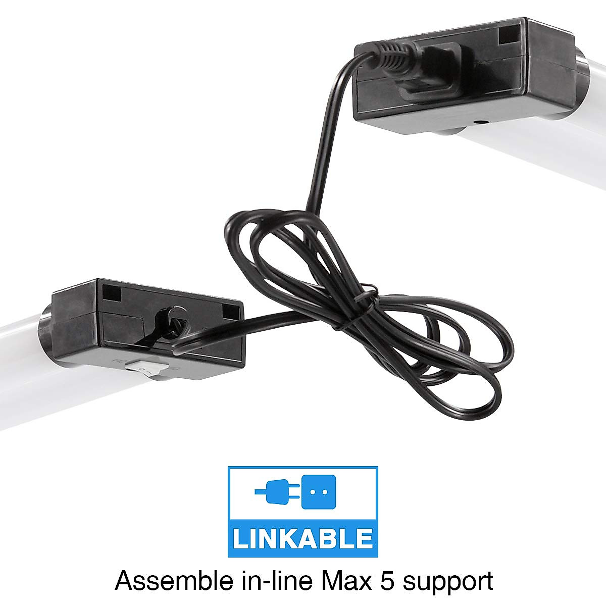 ZJOJO Linkable LED Shop Light for Garage, 4500lm 4FT 40W Utility Light Fixture for Workshop 6000K Daylight LED Workbench Light with Plug [250W Equivalent] Hanging or Surface Mount Black - 10Pack